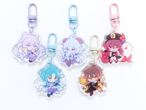 Genshin Impact Acrylic Keychain/charm Keqing Ganyu Hu Tao Xiao - Etsy
