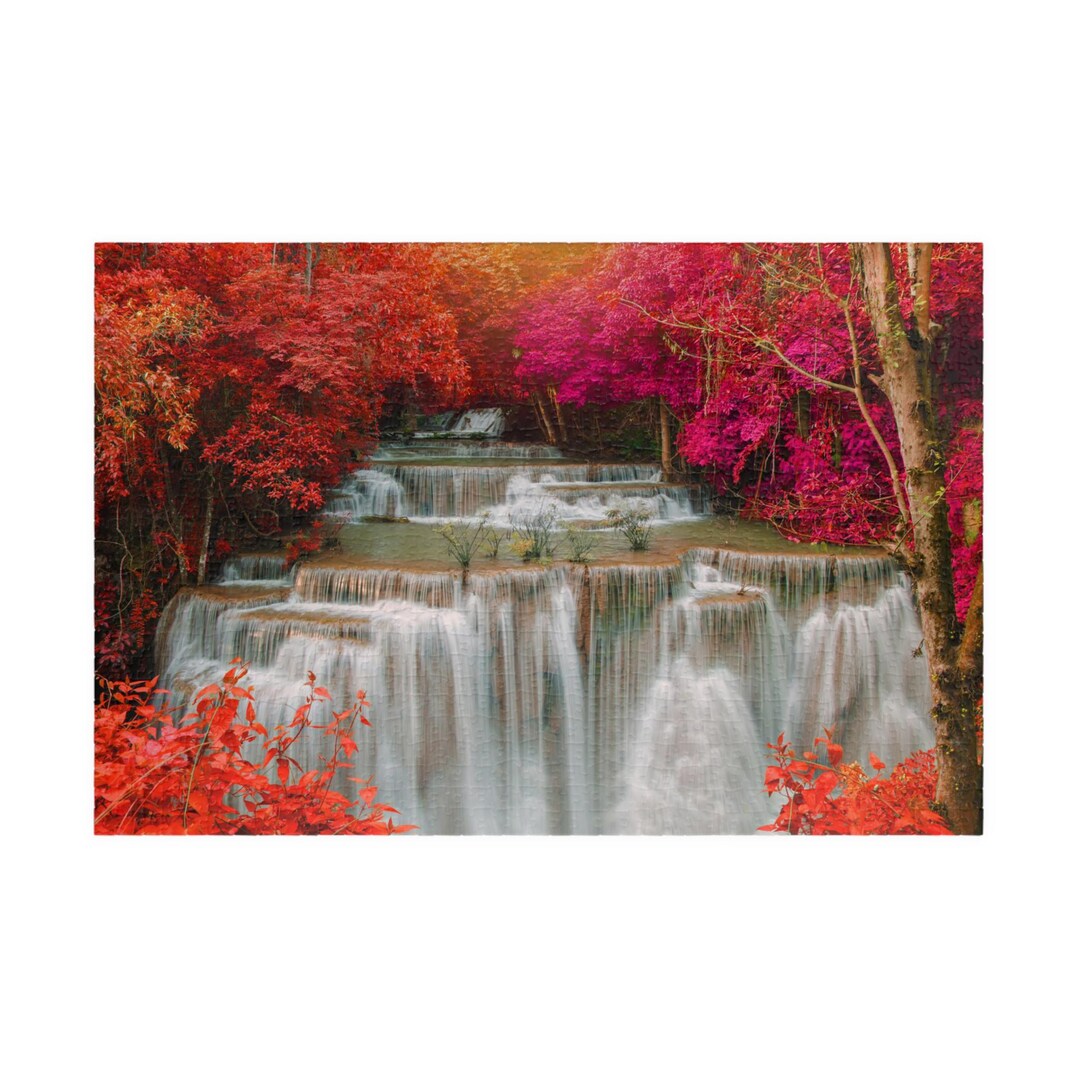 Jigsaw Puzzle, Waterfall in Deep Rain Forest Jungle huay Mae Kamin ...
