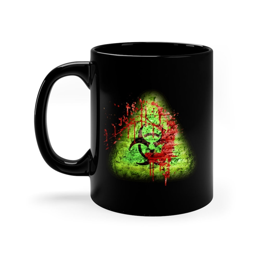 Biohazard Toxic Vintage Brick Infected Zombie Blood Splatter 11oz Black ...
