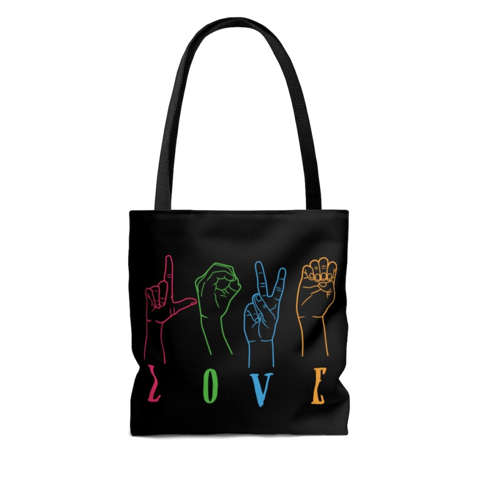 Deaf Awareness Rainbow Colors Sign Language LOVE Hands Tote Bag - Etsy