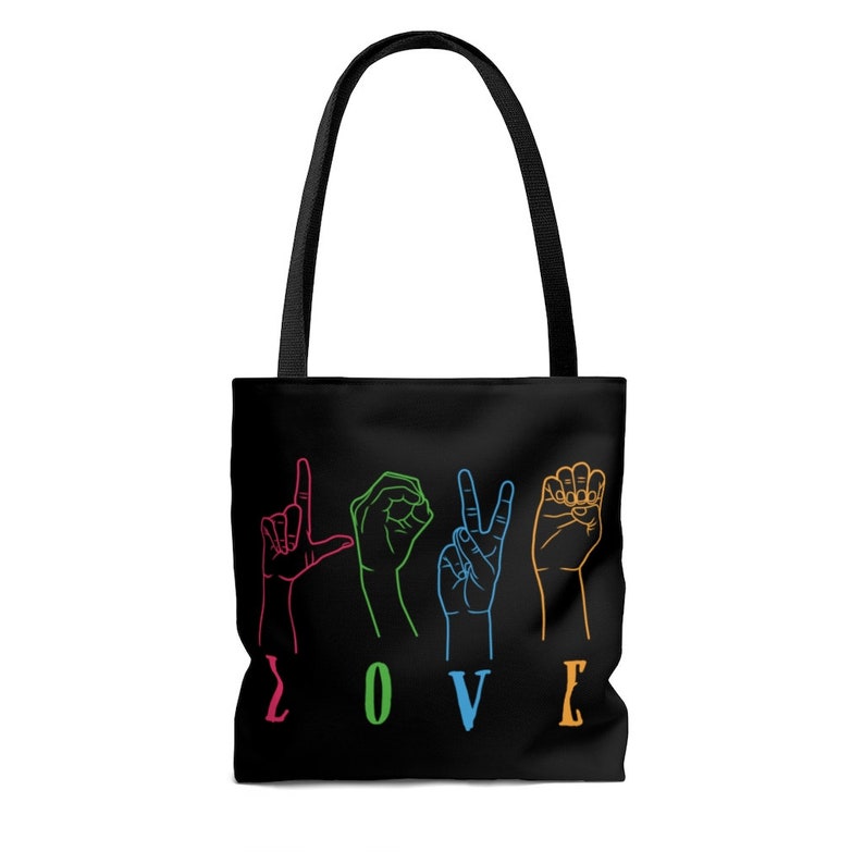 Deaf Awareness Rainbow Colors Sign Language LOVE Hands Tote Bag - Etsy