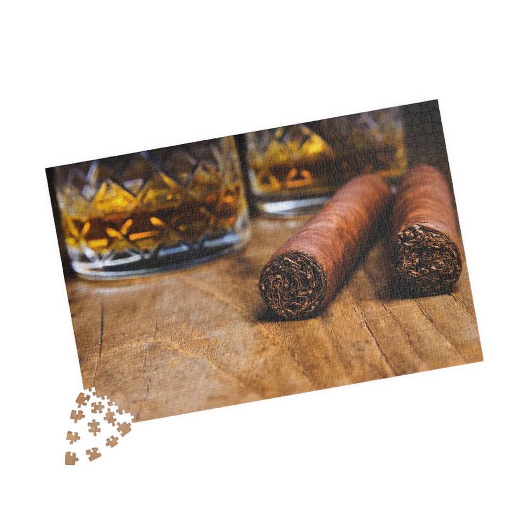 Refined Whiskey and Cigar Pairing Jigsaw Puzzle - Sophisticated Leisure ...