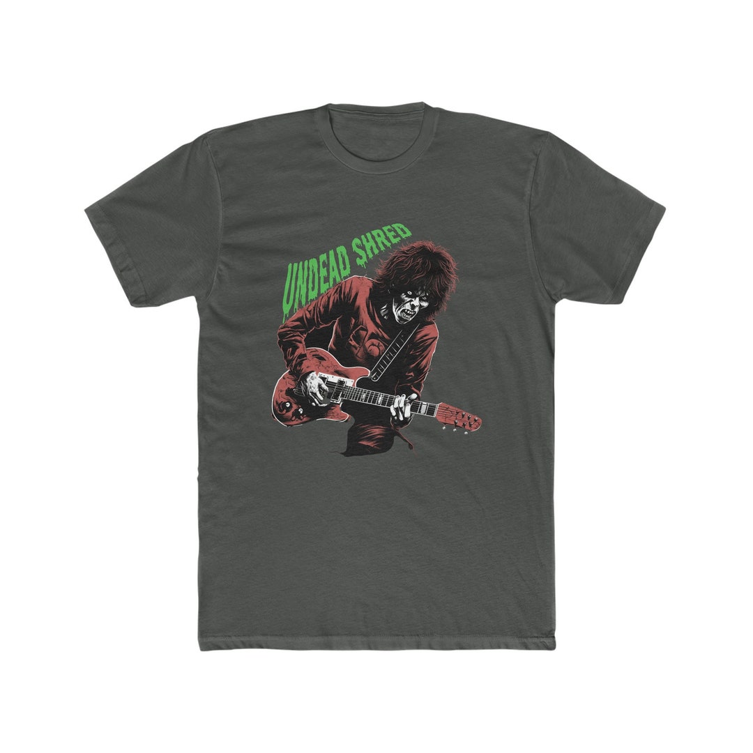 Undead Shred: Zombie Slaying an Electric Guitar Premium Cotton Crew Tee ...