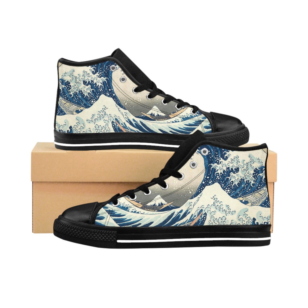 The Great Wave off Kanagawa Hokusai Classic Canvas Sneakers - Etsy