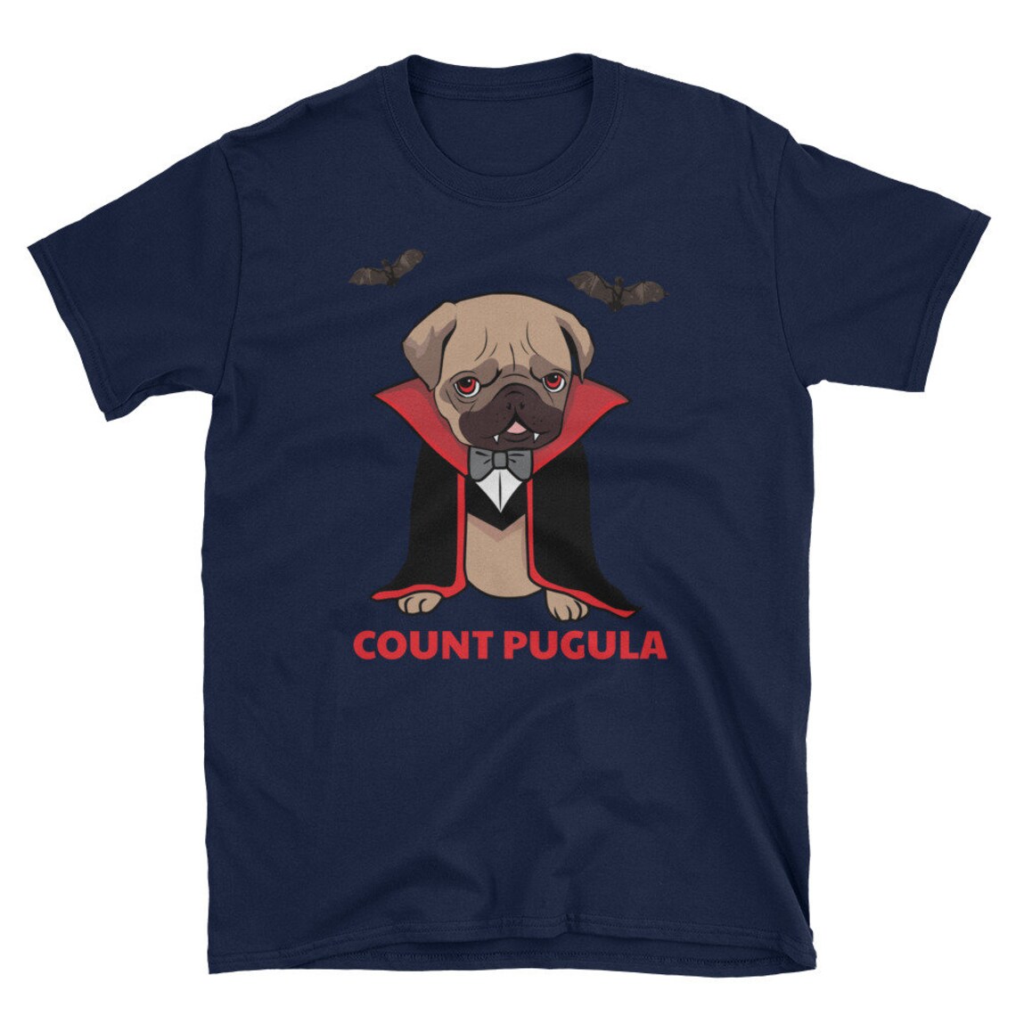 Count Pugula Halloween Funny and Cute Pug Vampire Short-Sleeve | Etsy