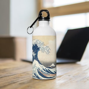 Tsunami Great Wave off Kanagawa by Hokusai Art 14oz Stainless Steel ...