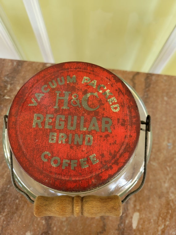 Vintage H & C Coffee Jar With Tin Lid Regular Grind Vacuum - Etsy