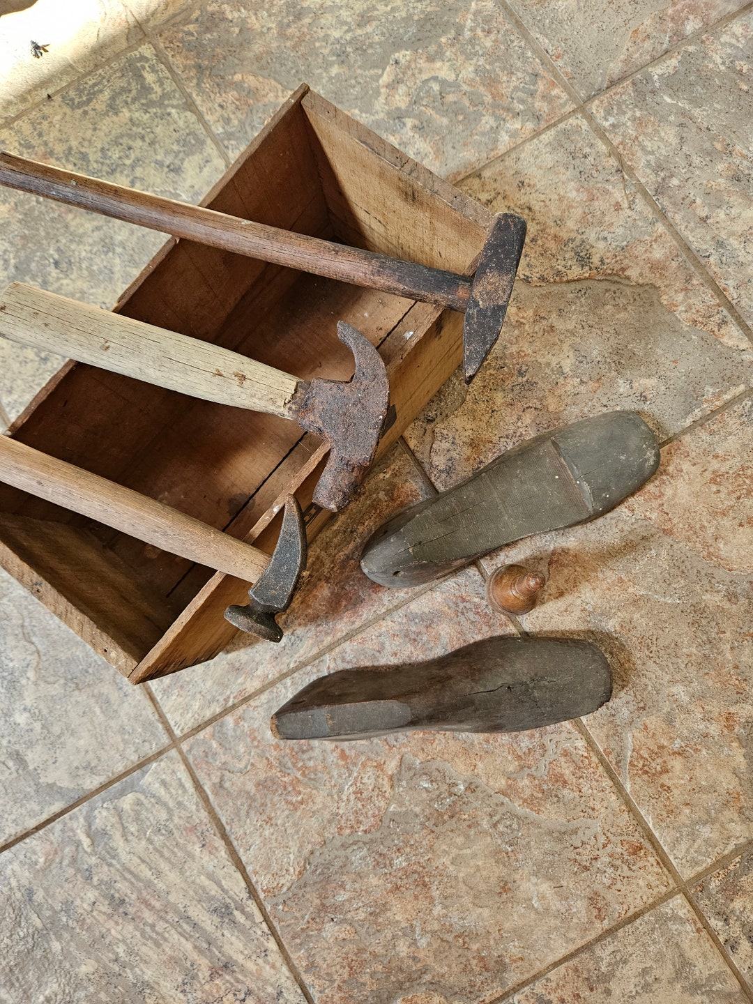 Rare Antique Cobbler Tools- Wooden Shoe Molds, Wooden Darning Tool, and ...