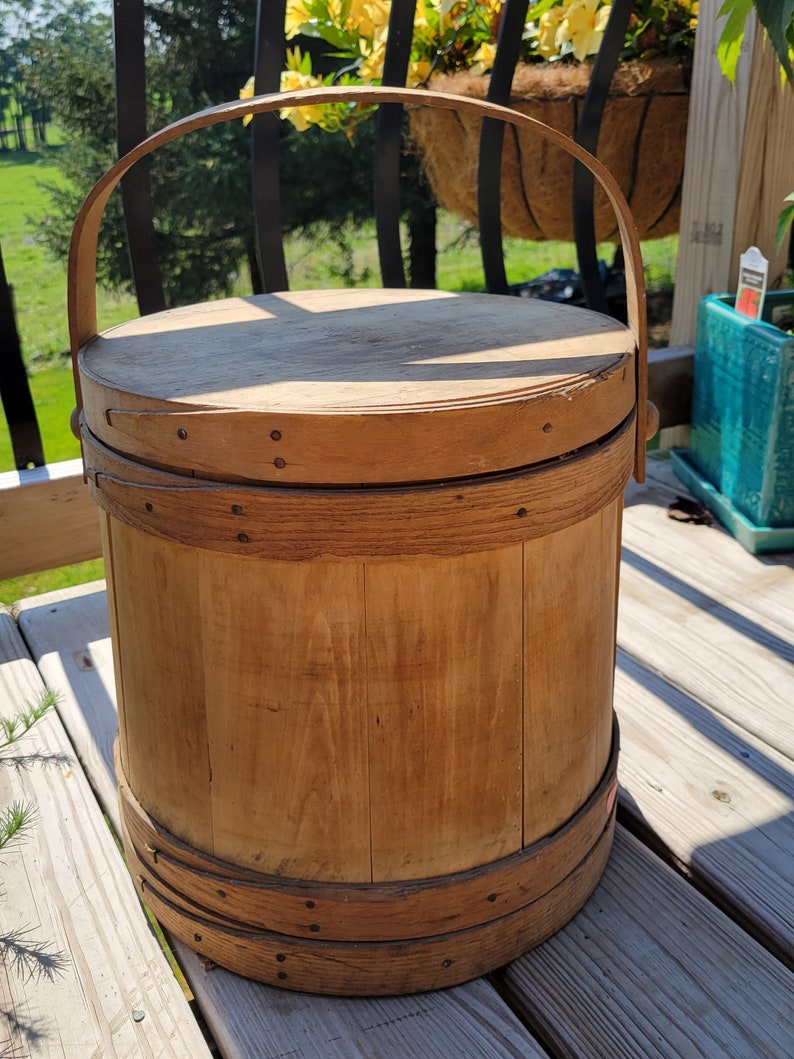 Antique Primitive Firkin Wooden Sugar Bucket~ "our Centennial Best ...