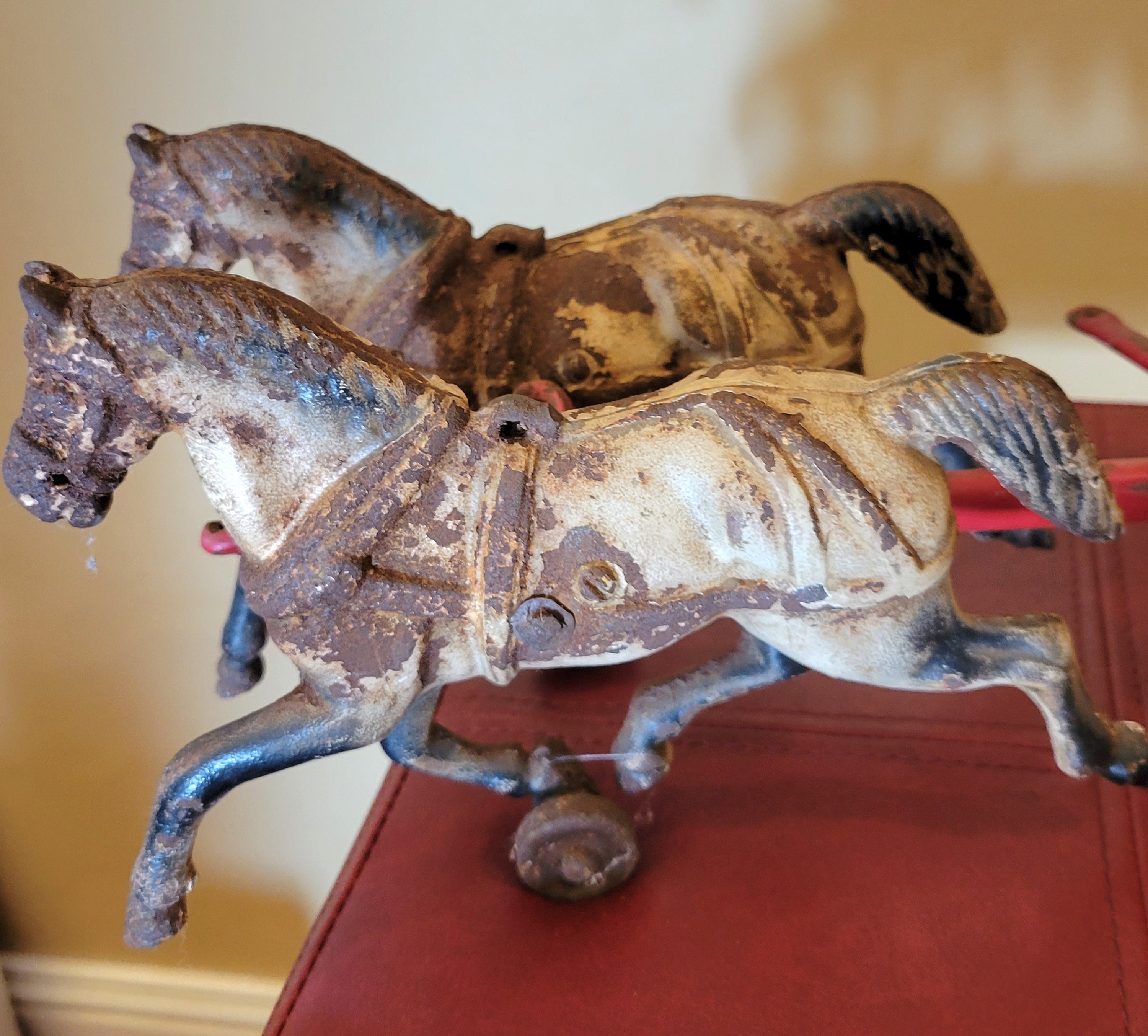 Dent Early 1900's 2 Horse Cast Iron Transfer Wagon With Driver Antique ...