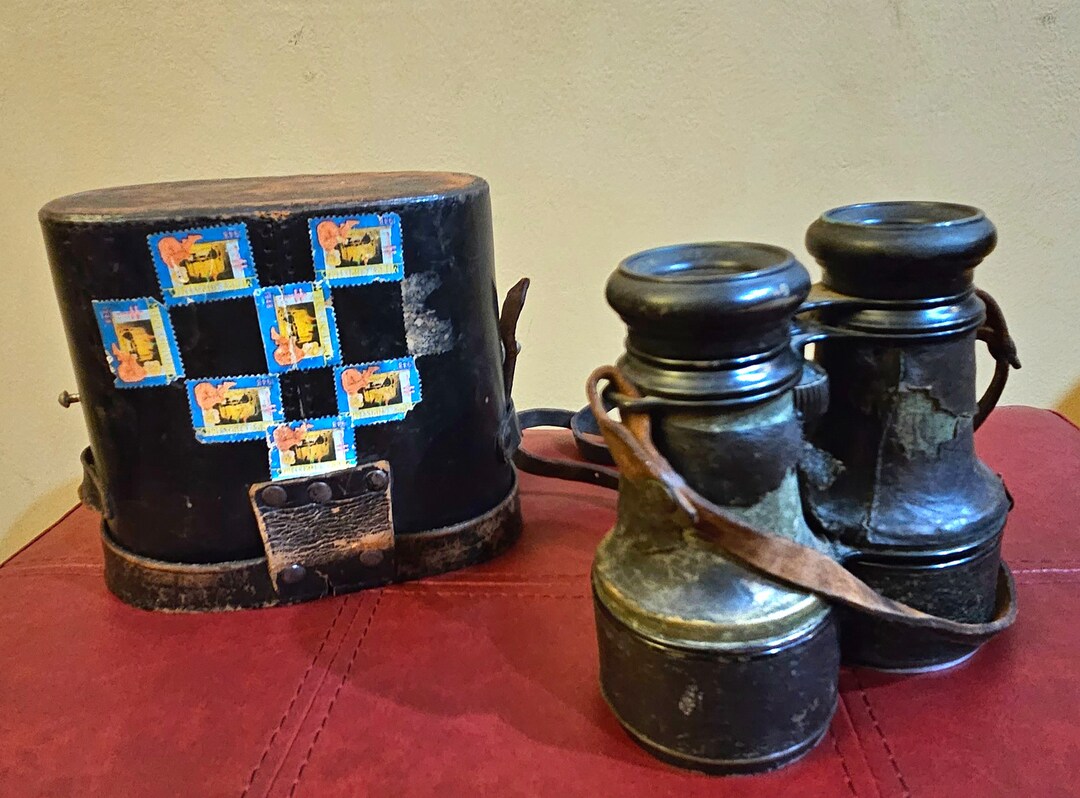 Antique Army Navy Marine & Field Glasses Binoculars- Leather Wrapped ...
