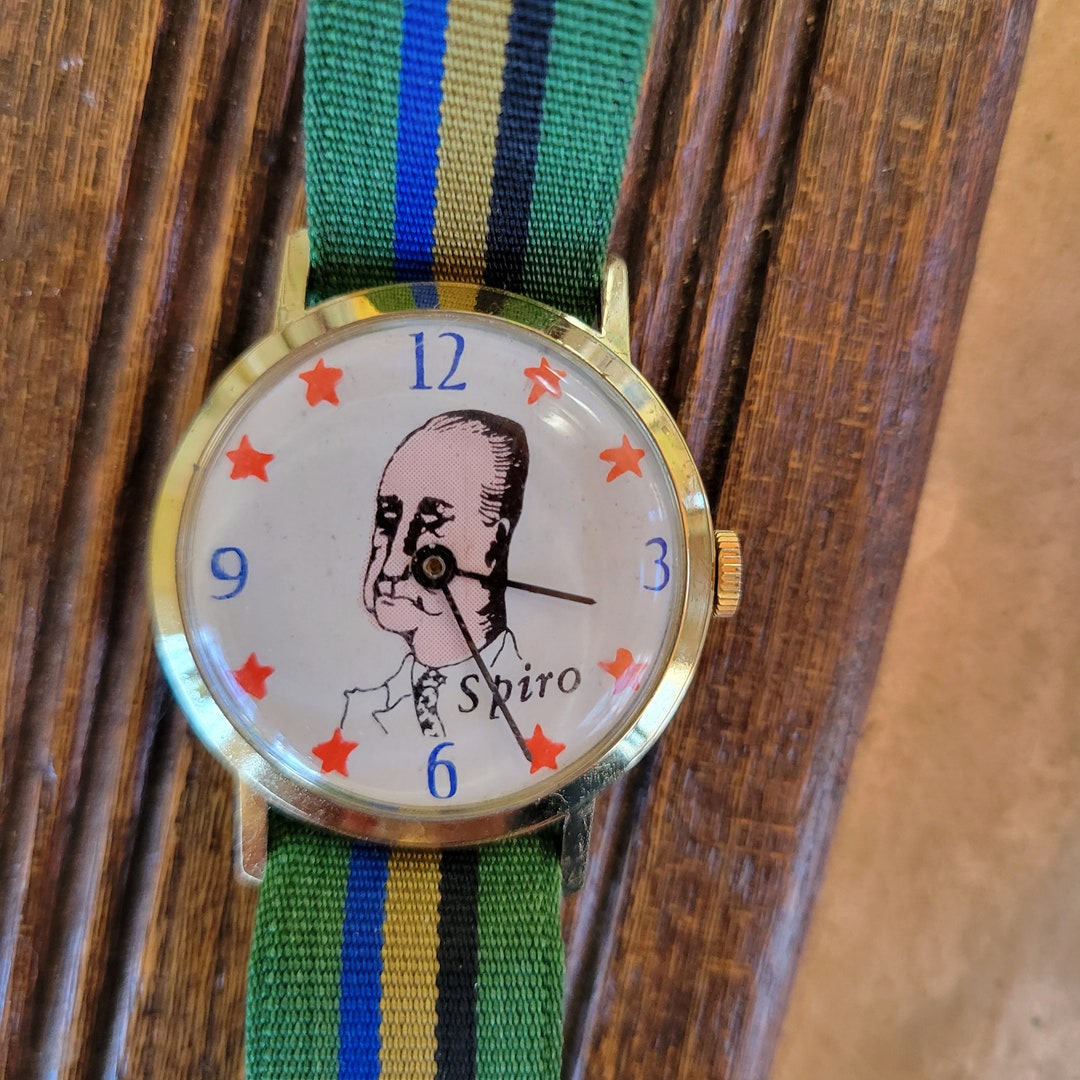 Collectible Spiro Agnew Political Cartoon Wrist Watch. Swiss Wind up ...