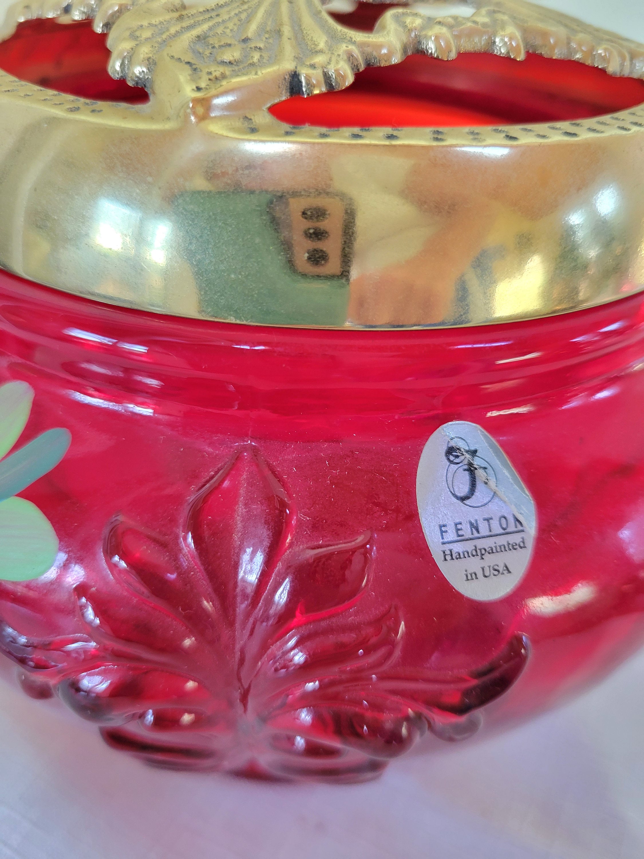 Vintage Fenton Ruby Red Hand Painted Floral Glass Bowl With - Etsy