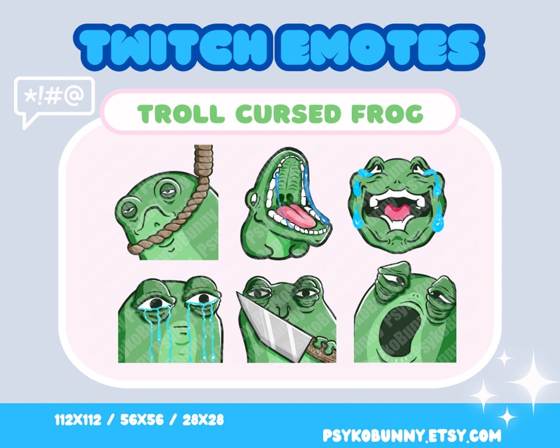 Funny Green Cursed Frog Emote - Twitch Youtube Discord Ugly Meme Knife ...