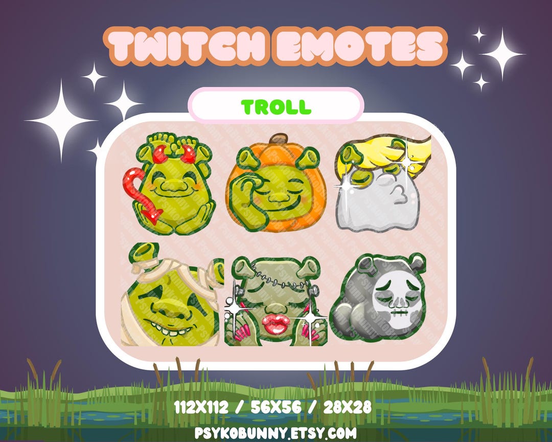 Cute Funny Ogre Troll Halloween Emotes - Meme, Green Character, Twitch ...