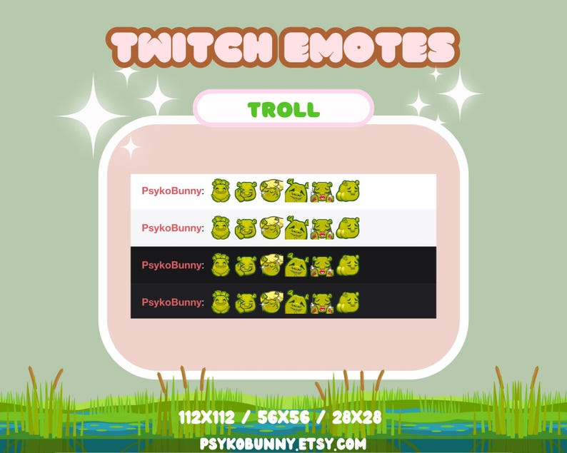 Cute Funny Ogre Troll Emotes - Meme, Green Character, Twitch, Discord ...