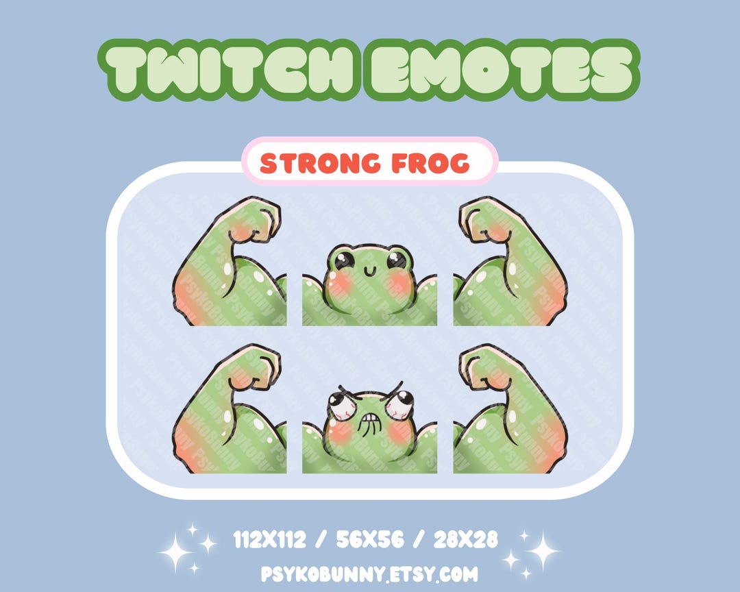 Funny Strong Frog Emotes Cute - Twitch Discord Youtube / Muscles ...