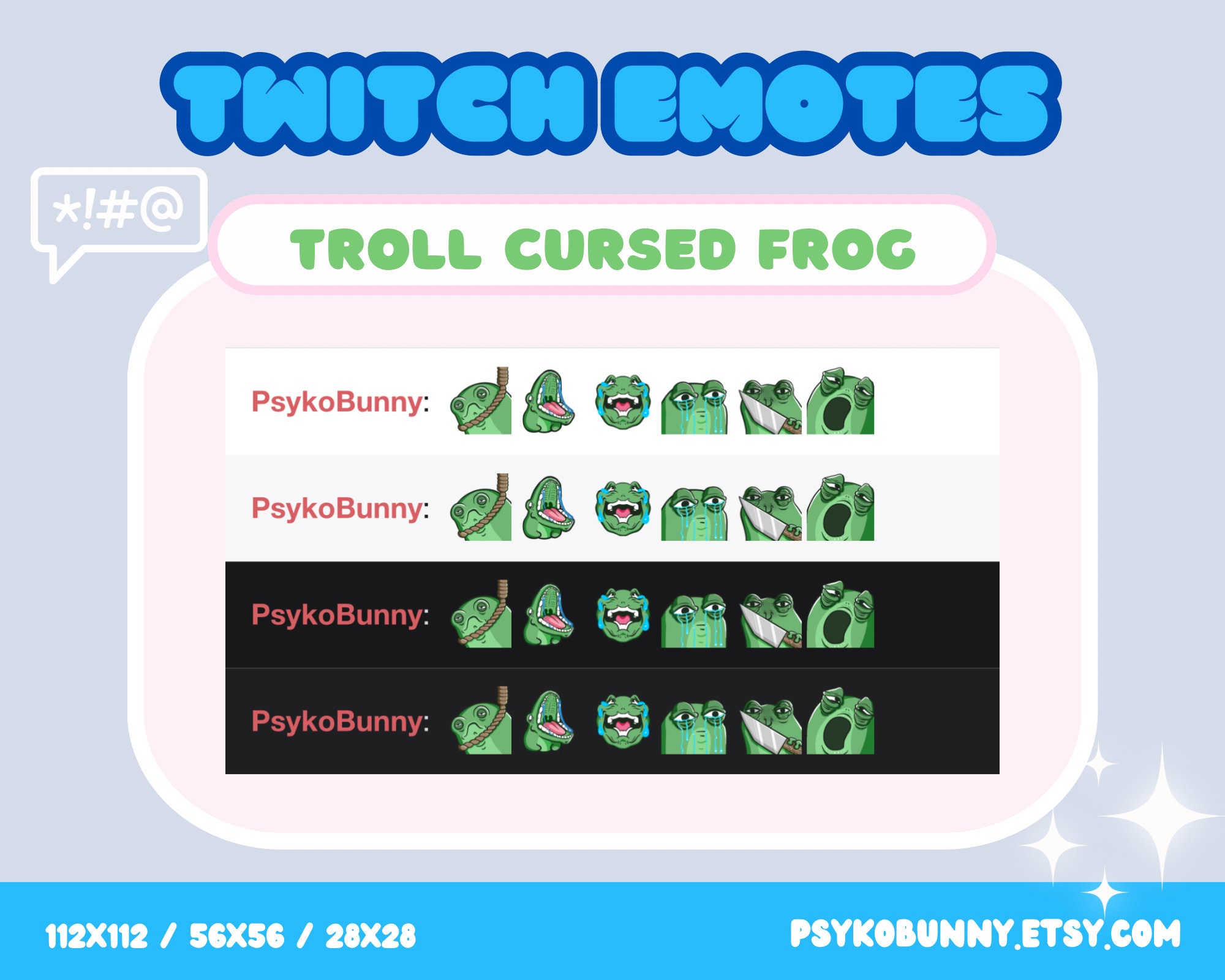 Funny Green Cursed Frog Emote - Twitch Youtube Discord Ugly Meme Knife ...