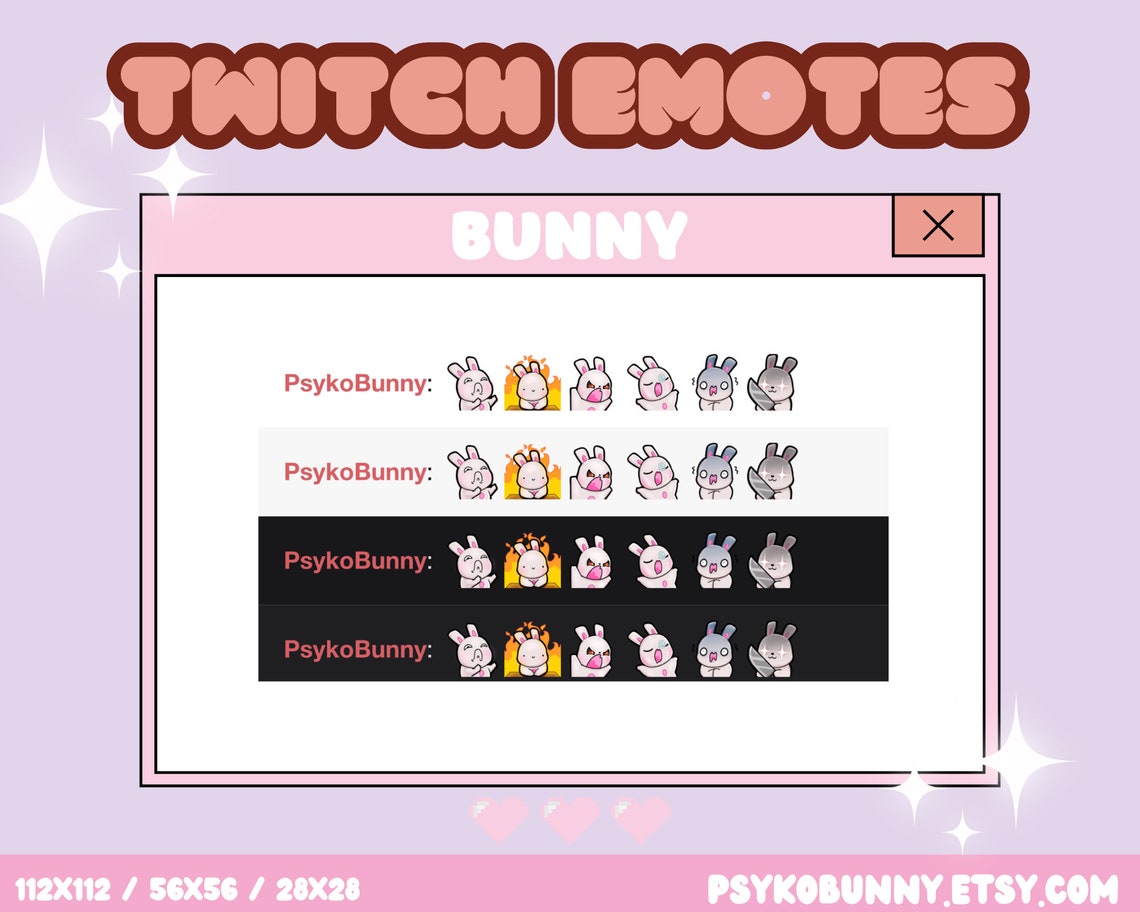 Cute Chibi Bunny White Emotes Twitch Discord Youtube Chat Stream Emotes ...