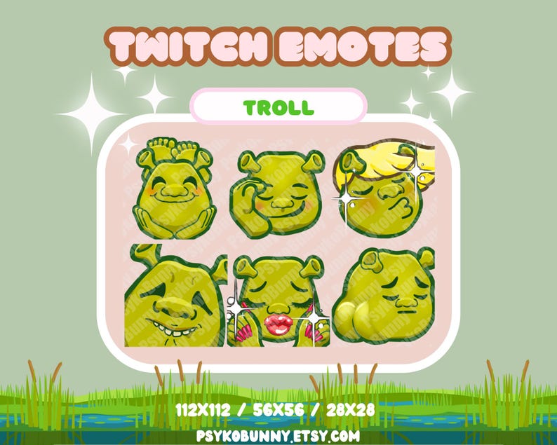 Cute Funny Ogre Troll Emotes - Meme, Green Character, Twitch, Discord ...