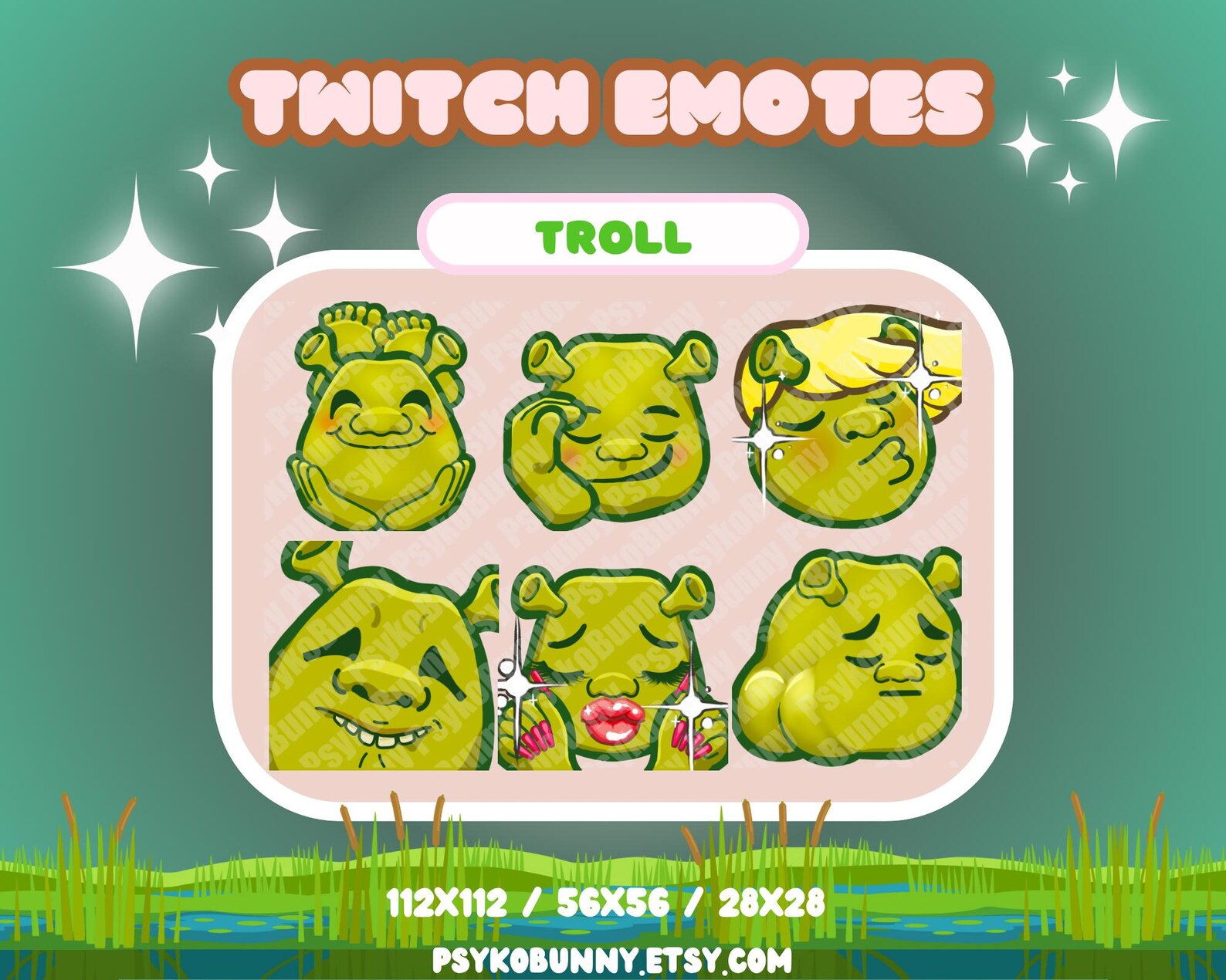 Cute Funny Ogre Troll Emotes - Meme, Green Character, Twitch, Discord ...