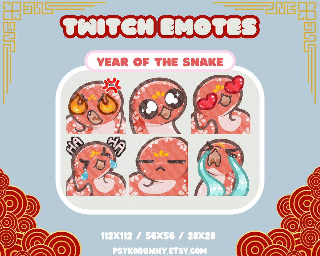 Year of the Snake Lunar New Year Emotes -twitch, Discord, Tet, Chinese ...