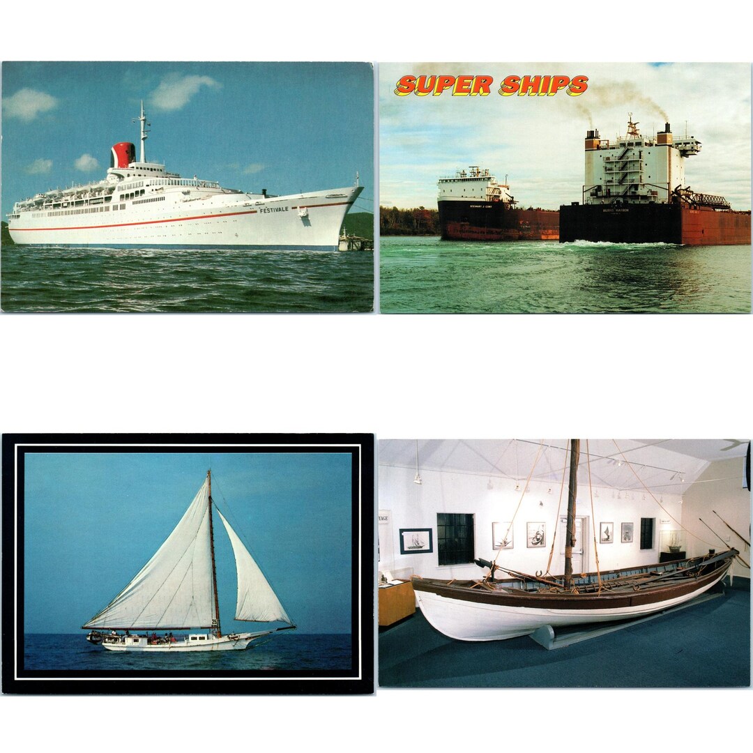 Vintage Nautical Postcards Digital Set 13 Boats Ships Sailing Cruise ...