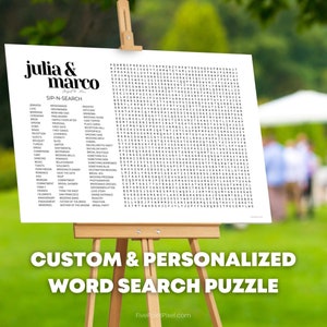 Personalized and Custom Word Search Puzzle, Activity for Weddings ...