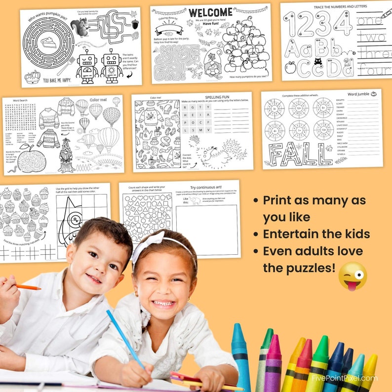 Party and Event Activity Pages for Kids, Instant Download and Printable ...