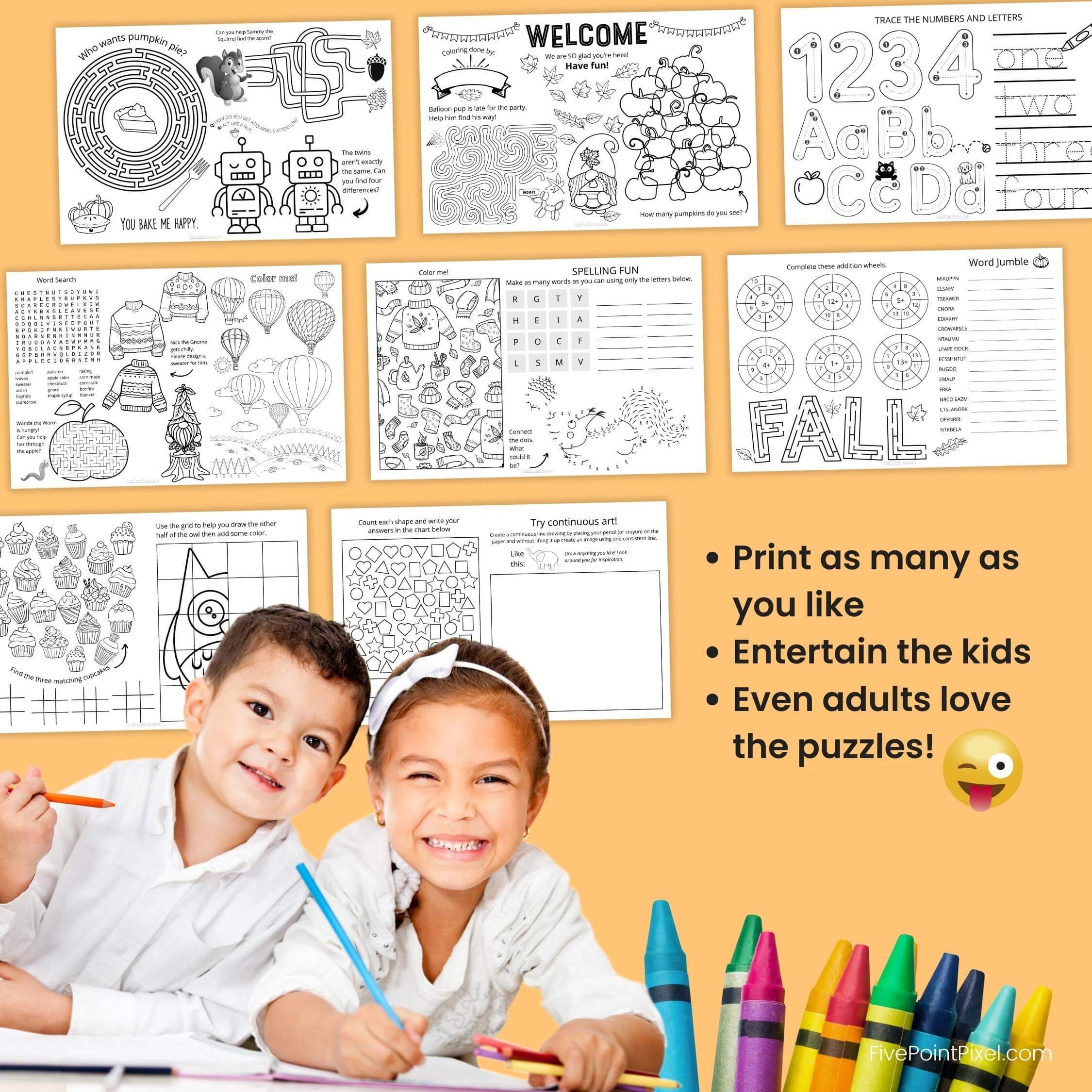 Party and Event Activity Pages for Kids, Instant Download and Printable ...