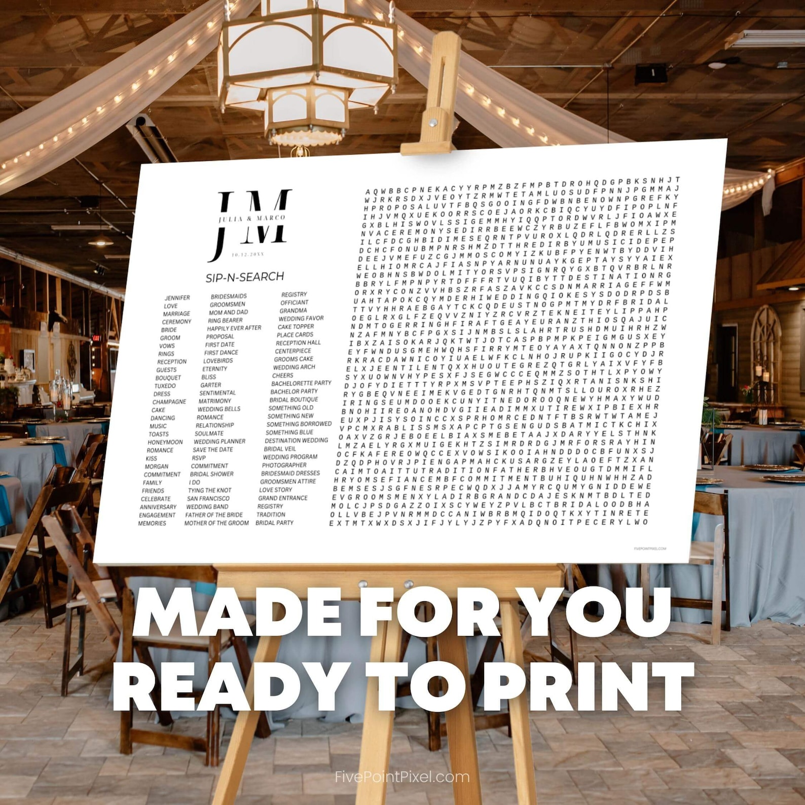 Personalized and Custom Word Search Puzzle, Activity for Weddings ...