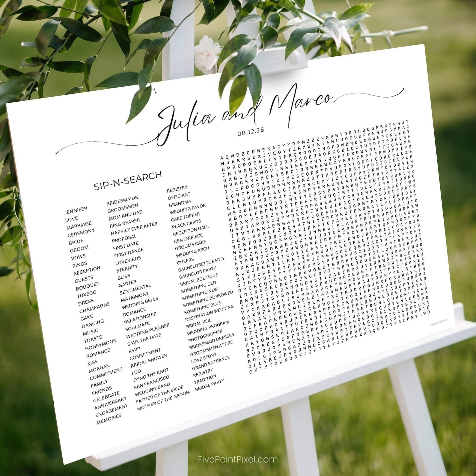 Personalized and Custom Word Search Puzzle, Activity for Weddings ...