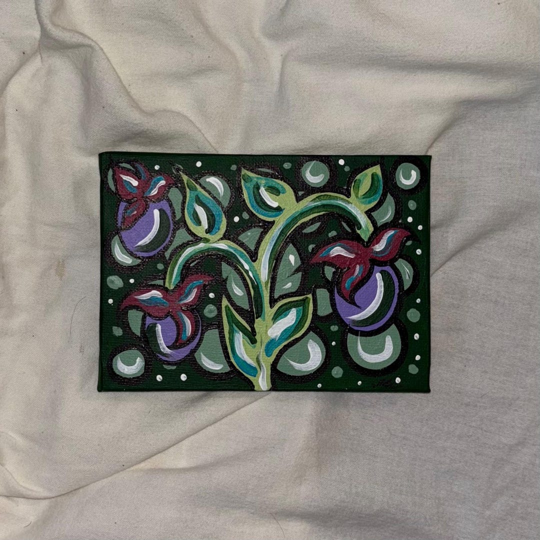 Handmade Original Berry Vine Wall Art Painting 6”x4” - Etsy