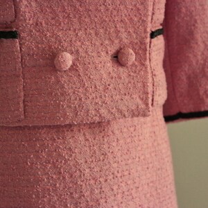 60s Inspired Couture Chic Pink / White Tweed Set - Wool Tweed & Pure ...