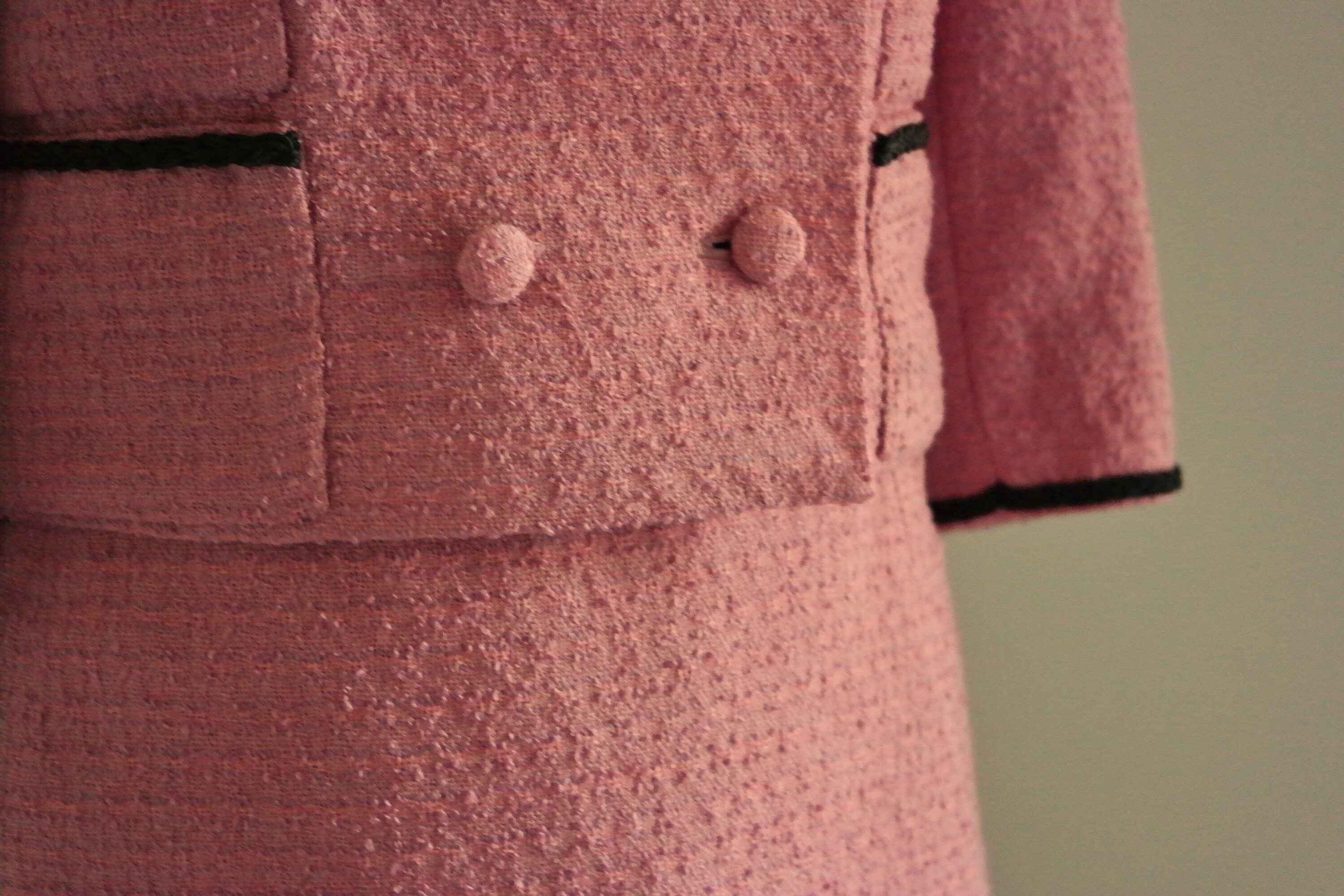 60s Inspired Couture Chic Pink / White Tweed Set Wool Tweed & Pure Silk ...