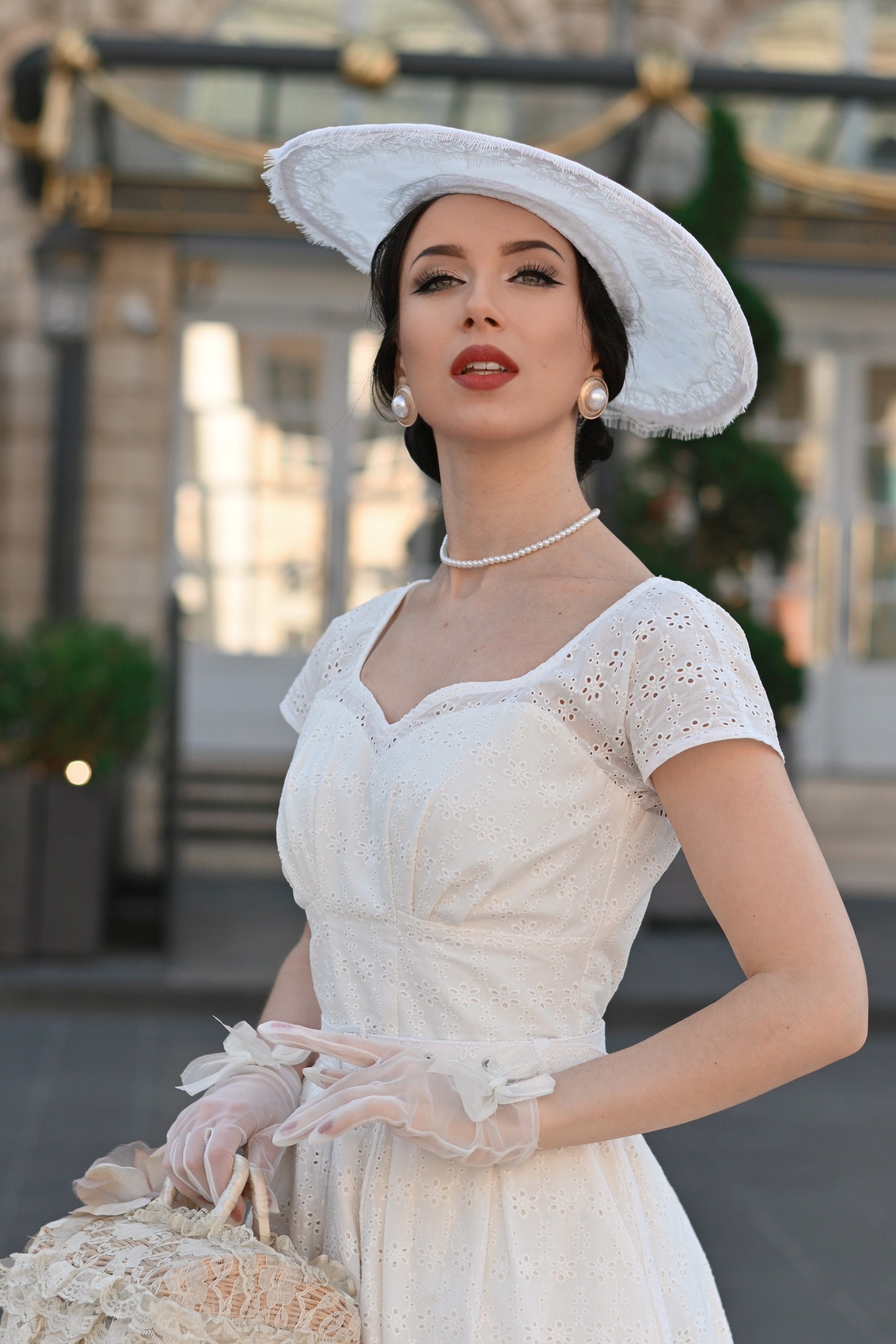 A Timeless Style Glamorous Couture White Lace Hat. Free Shipping ...