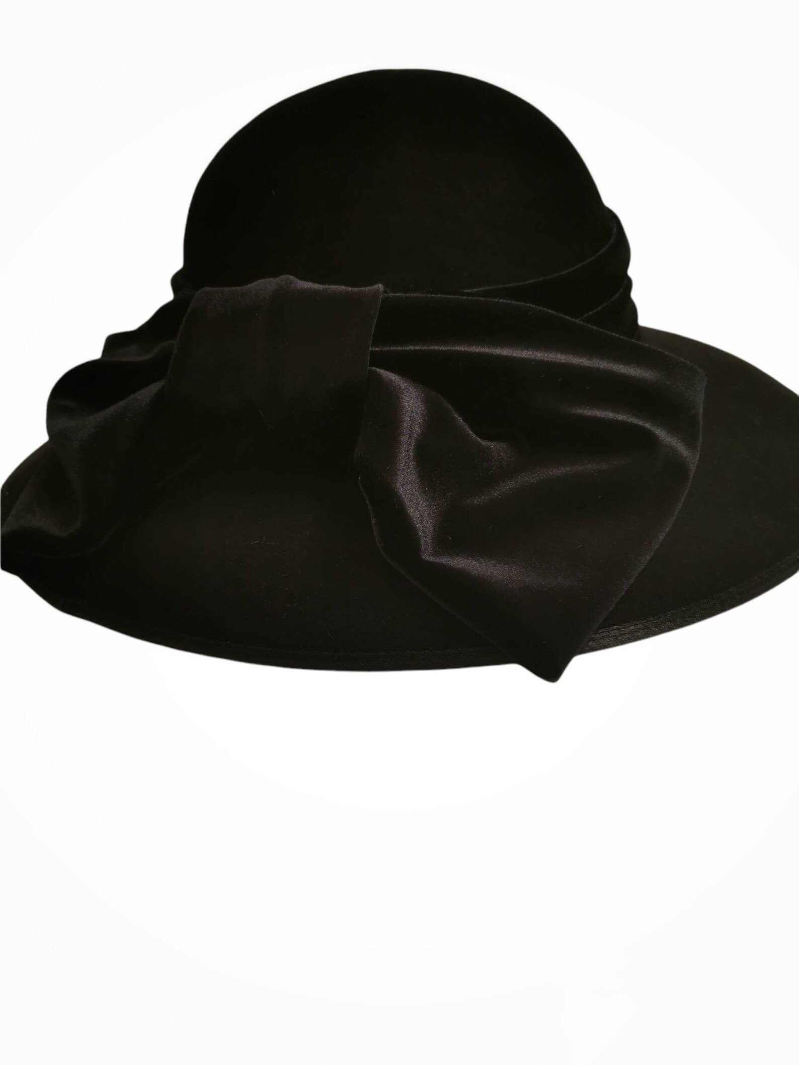 Ana Hat - A Wool Felt Cloche Style Hat With a Big Velvet Bow - Etsy