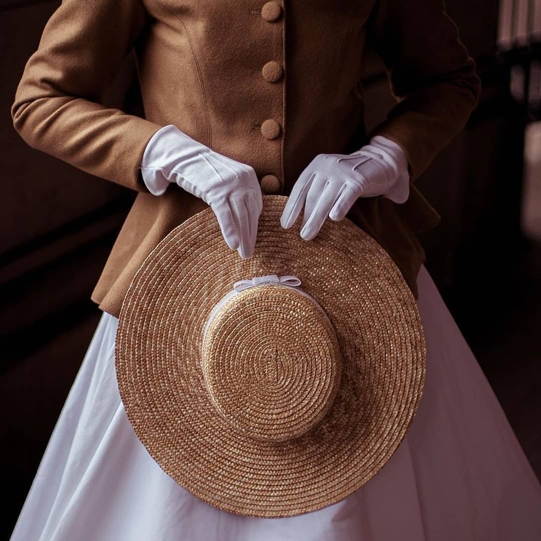 Edwardian Inspired Cottagecore Cartwheel 100% Natural Couture Straw Hat ...