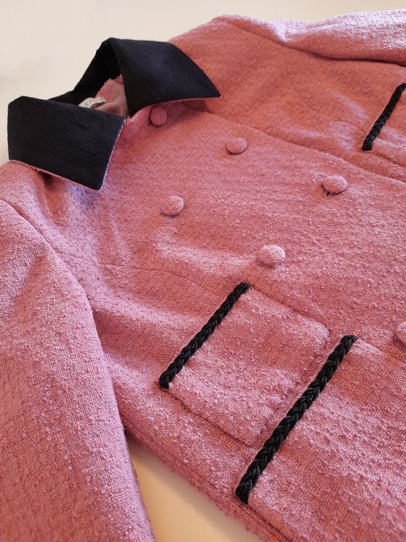 60s Inspired Couture Chic Pink / White Tweed Set Wool Tweed - Etsy