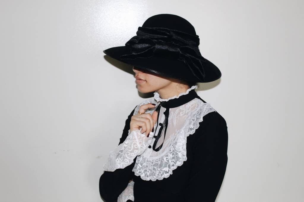 Ana Hat - A Wool Felt Cloche Style Hat With a Big Velvet Bow - Etsy