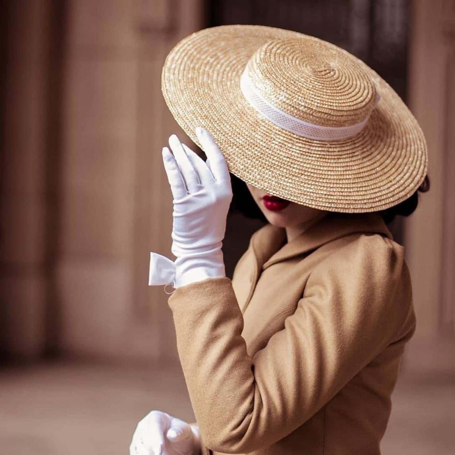 Edwardian Inspired Cottagecore Cartwheel 100% Natural Couture Straw Hat ...