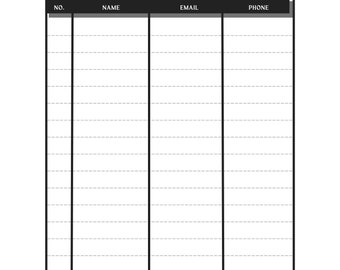 Printable Sign up Sheet - Etsy