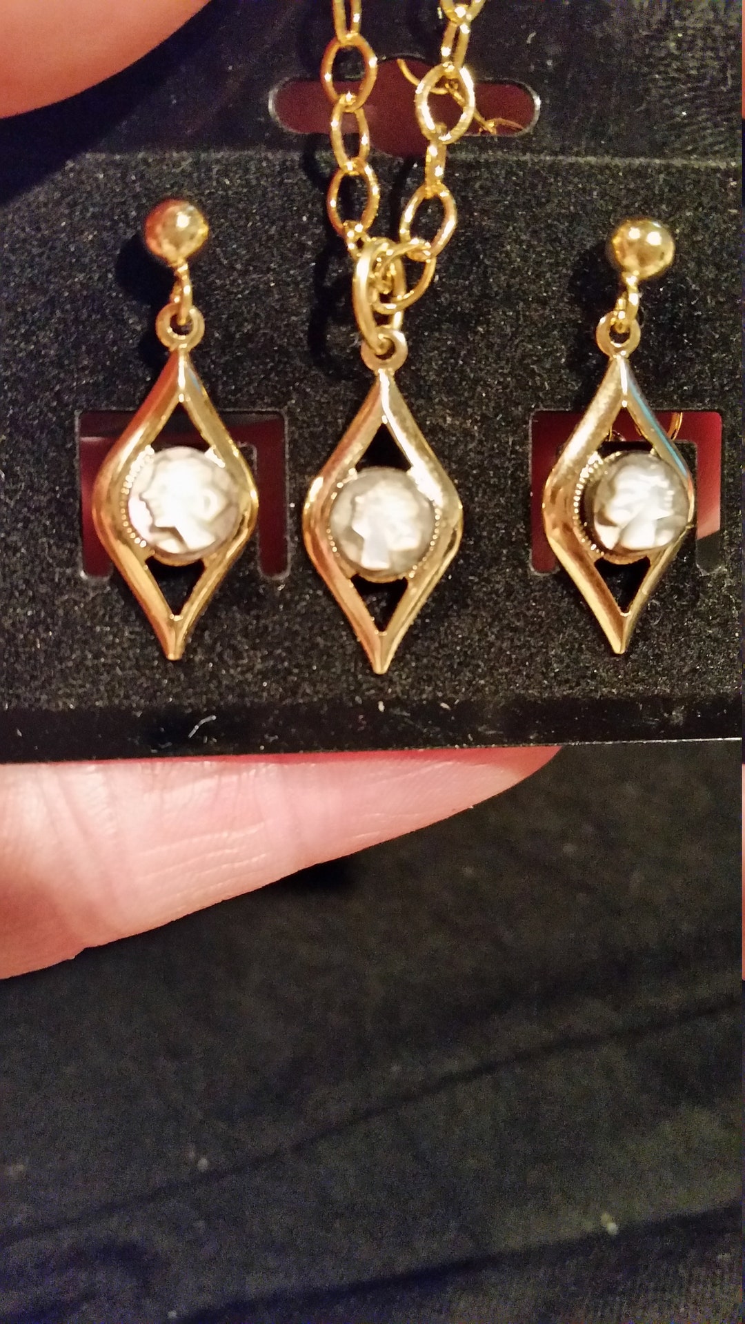 RARE 14k and 24k Gold Pl Jewelry Set With RARE Handcarved Italian ...
