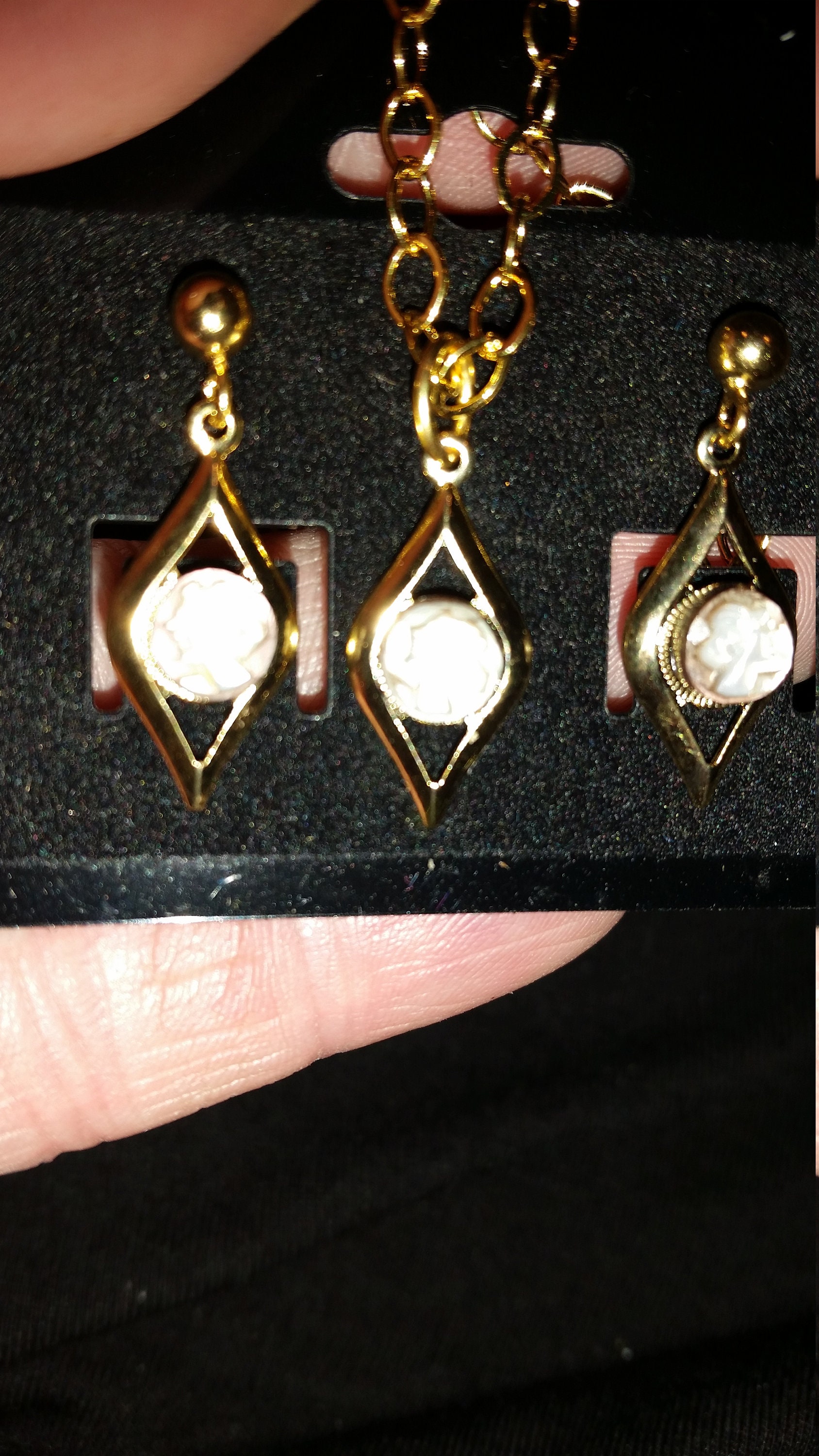 RARE 14k and 24k Gold Pl Jewelry Set With RARE Handcarved Italian ...