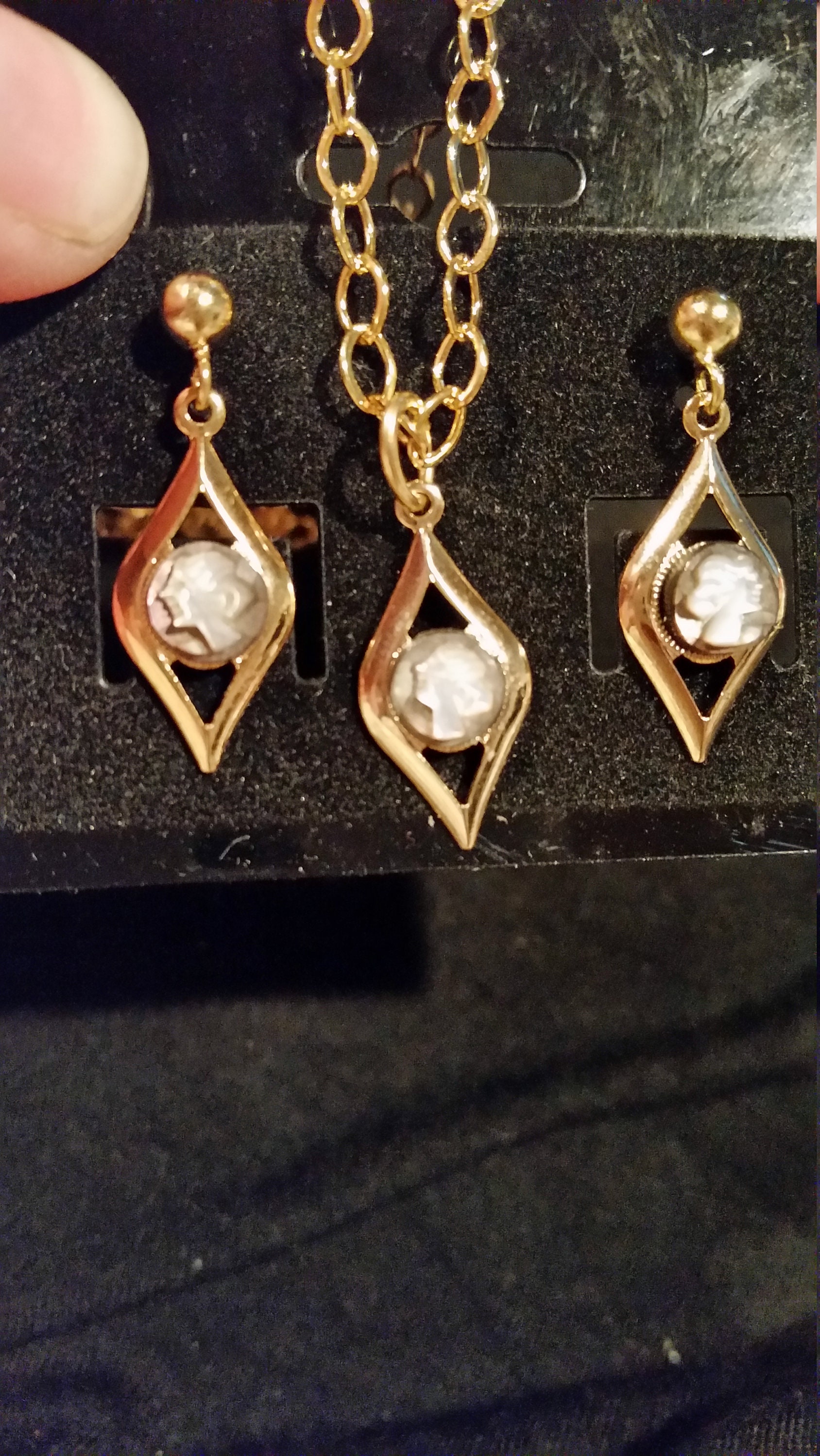 RARE 14k and 24k Gold Pl Jewelry Set With RARE Handcarved Italian ...