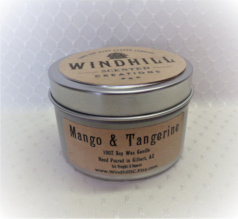 Mango & Tangerine Scented Soy Candle in 6oz and 8oz Tins - Etsy