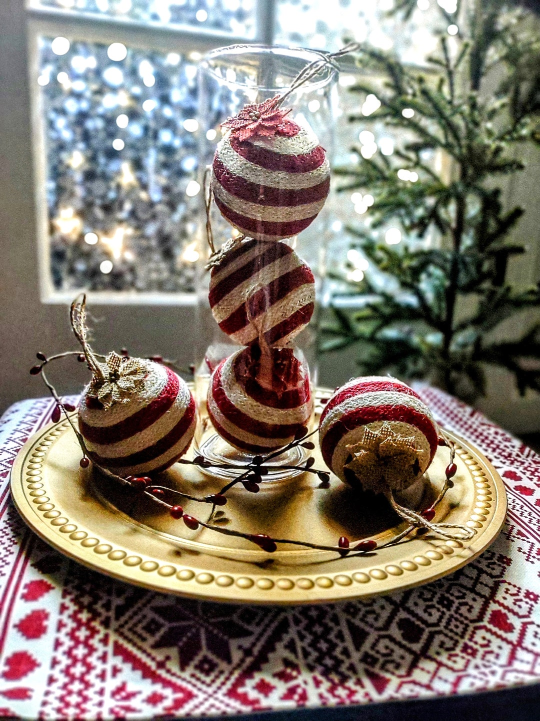 Bolas de Navidad Candy Cane Stripe - Etsy España