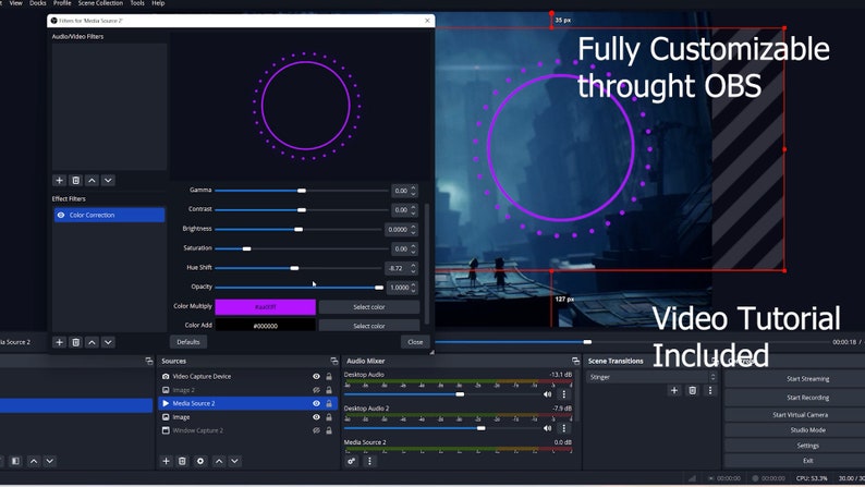 Webcam Overlay Twitch Circular | Facecam Frame | Camera Border | Obs ...