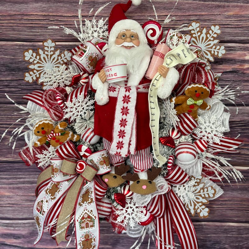 Santa Wreath - Etsy