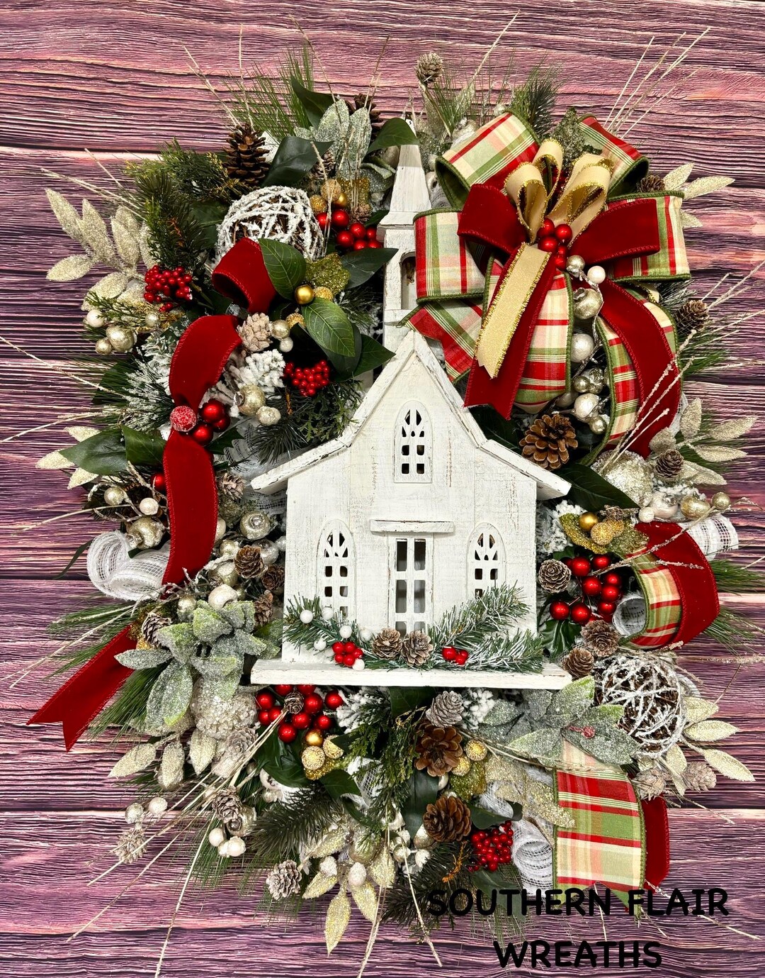 Traditional Christmas Wreath, Country Church, Church Wreath, Christmas ...